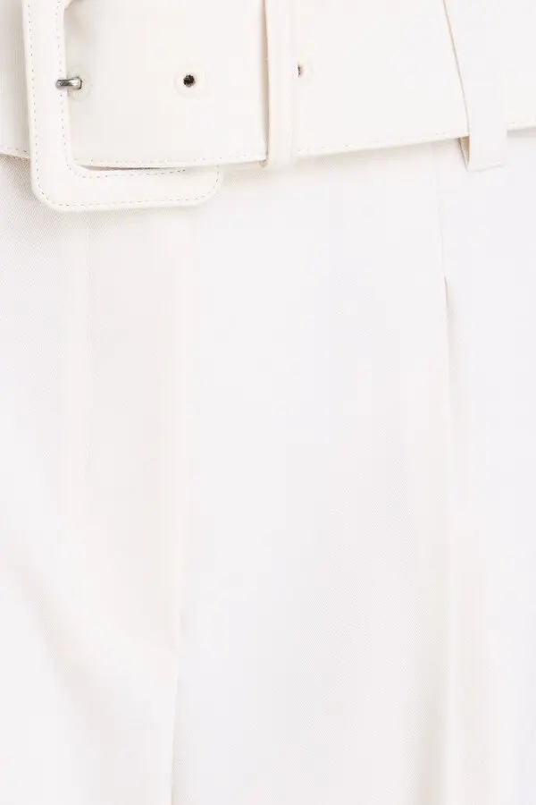 Brunello Cucinelli Belted Pleated Wool Straightleg Pants