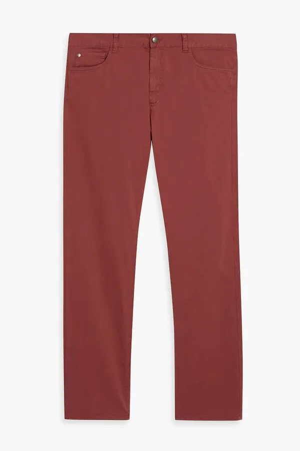 Canali Cottonblend Twill Chinos - Brick
