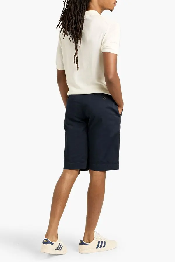 Canali Cottonblend Twill Shorts - Navy