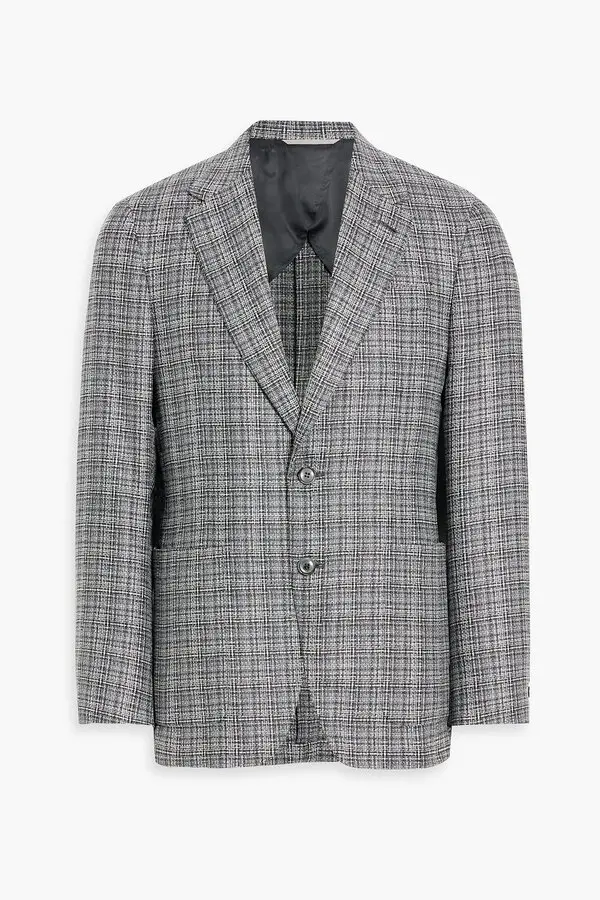 Canali Cupro Tweed Blazer With Notched Lapel And Vented Back