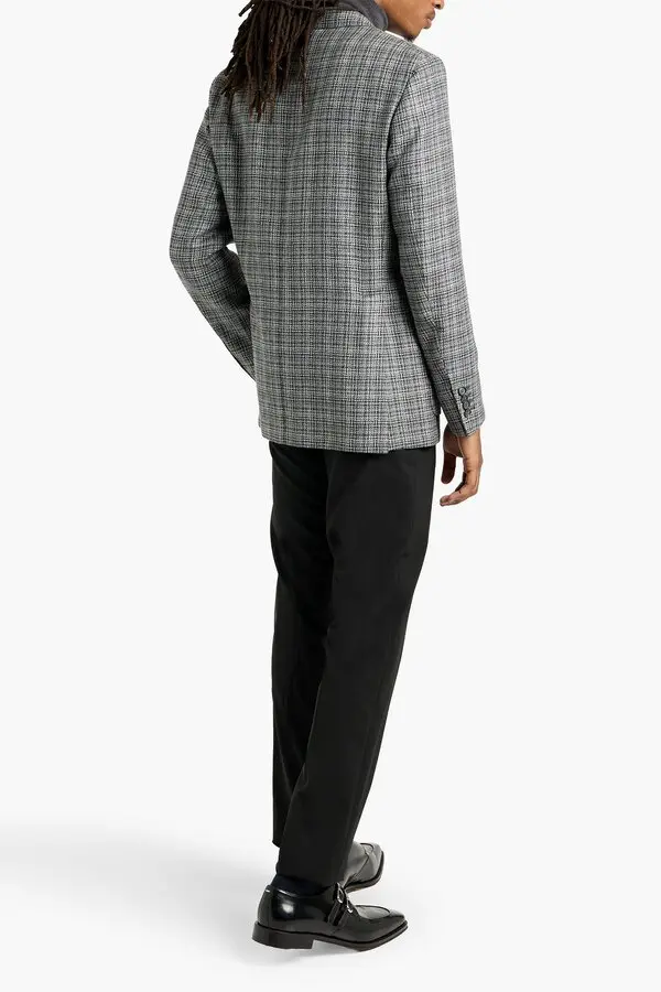 Canali Cupro Tweed Blazer With Notched Lapel And Vented Back