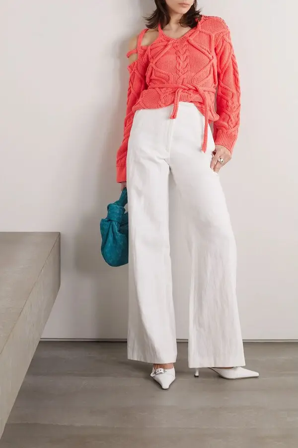 Dries Van Noten Distressed Cableknit Cotton Sweater