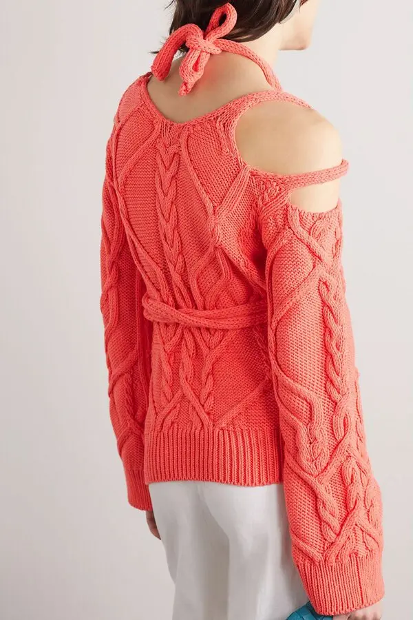 Dries Van Noten Distressed Cableknit Cotton Sweater