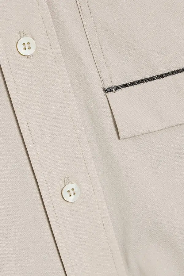 Brunello Cucinelli Embellished Cotton-blend Poplin Shirt