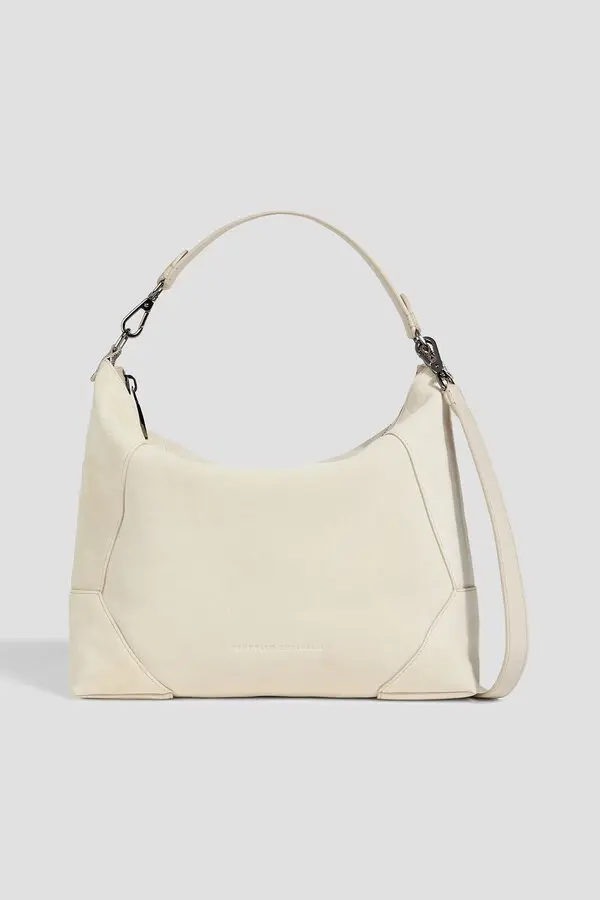 Brunello Cucinelli Beadembellished Suede Shoulder Bag - Cream