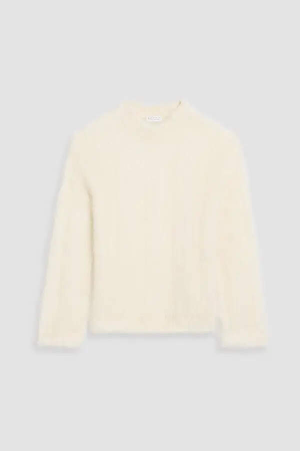 Brunello Cucinelli Brushed Mohair And Silkblend Mockneck Sweater - Ivory