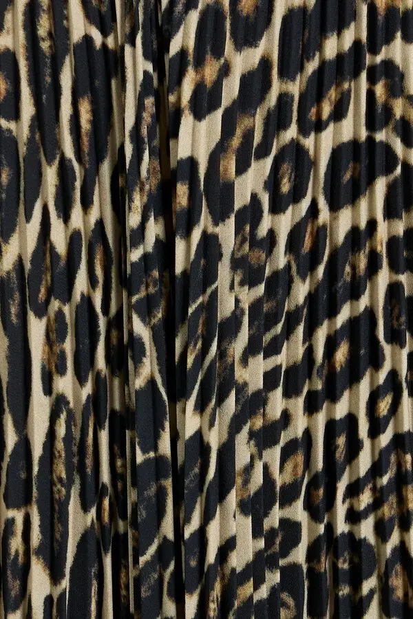 Theory Pleated Leopard-print Crepe Midi Skirt