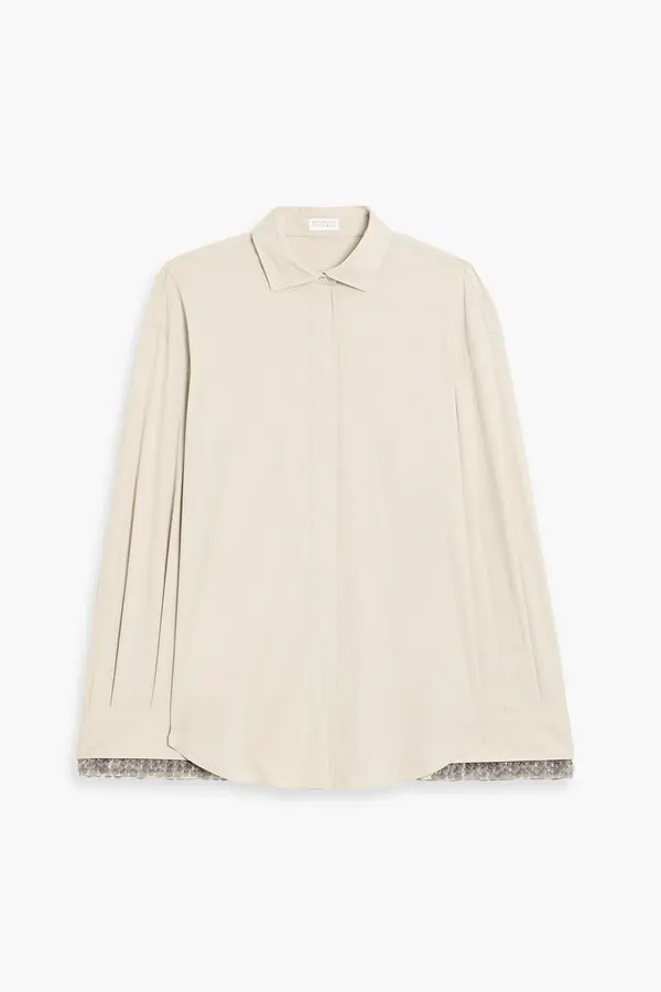 Brunello Cucinelli Sequinembellished Cottonblend Poplin Shirt - Beige