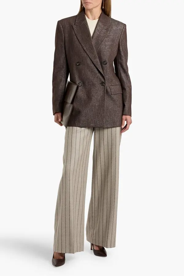 Brunello Cucinelli Doublebreasted Metallic Cottonblend Blazer