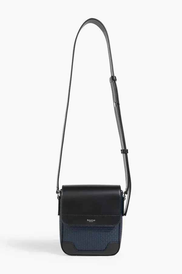 SERAPIAN Leather And Embossed Coatedcanvas Messenger Bag