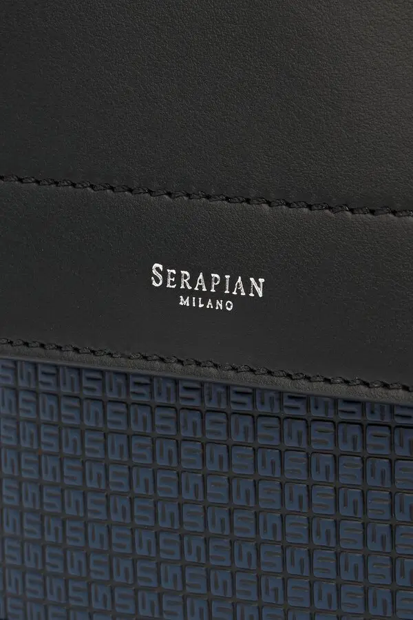 SERAPIAN Leather And Embossed Coatedcanvas Messenger Bag