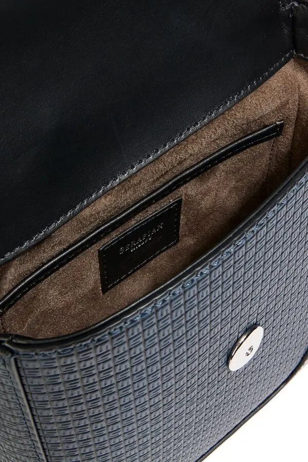 SERAPIAN Leather And Embossed Coatedcanvas Messenger Bag