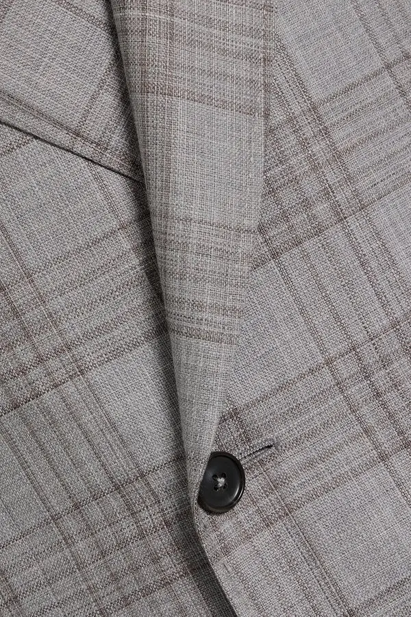 Canali Doublebreasted Prince Of Wales Checked Cupro Blazer