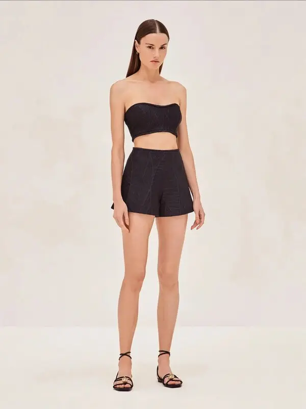Alexis Alini Strapless Bustino Top - Black