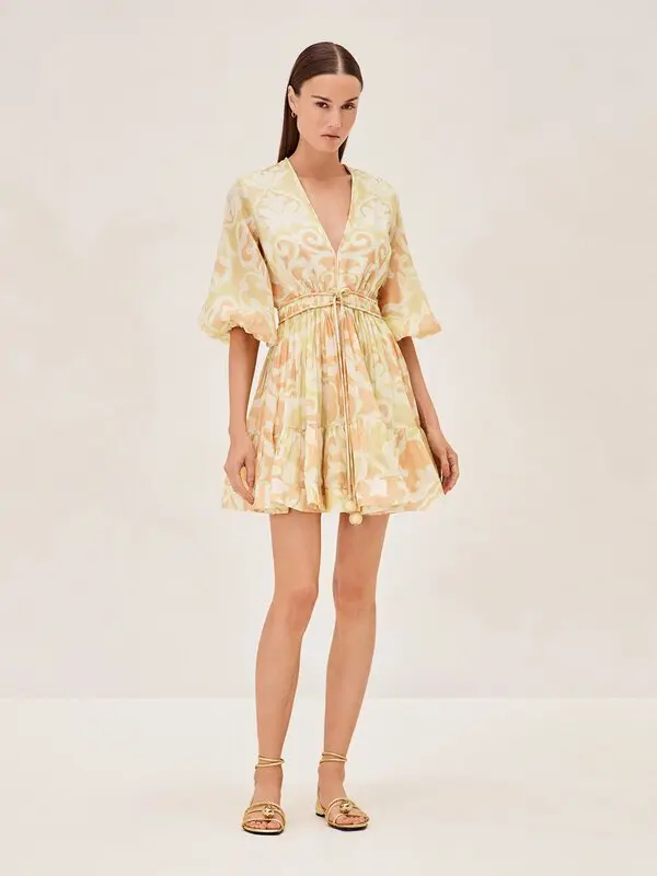Alexis Capri Dress With Vine Motif - Melon Vine