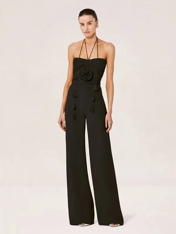 Alexis Katalia Jumpsuit With Rose Detail - Black