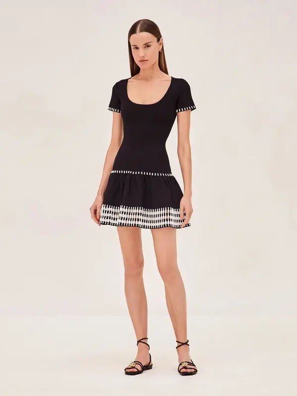 Alexis Lorie Dress With Peplum And Flared Skirt