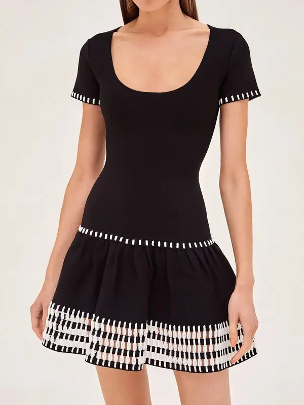 Alexis Lorie Dress With Peplum And Flared Skirt