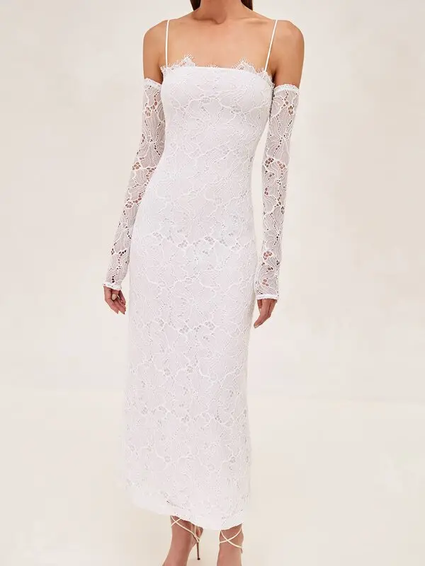 Alexis Rishell Lace Midi Dress With Optional Sleeve Gloves