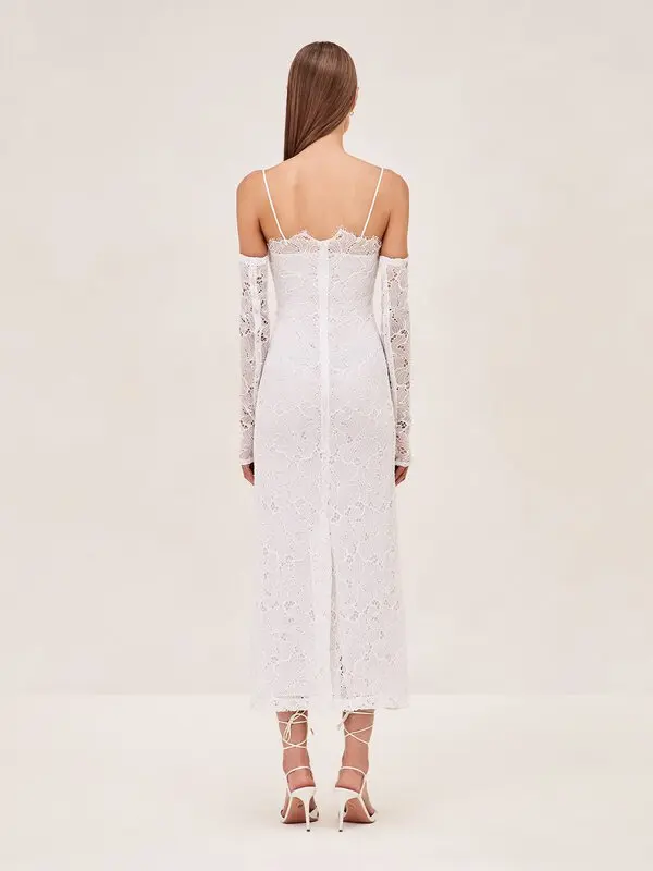 Alexis Rishell Lace Midi Dress With Optional Sleeve Gloves