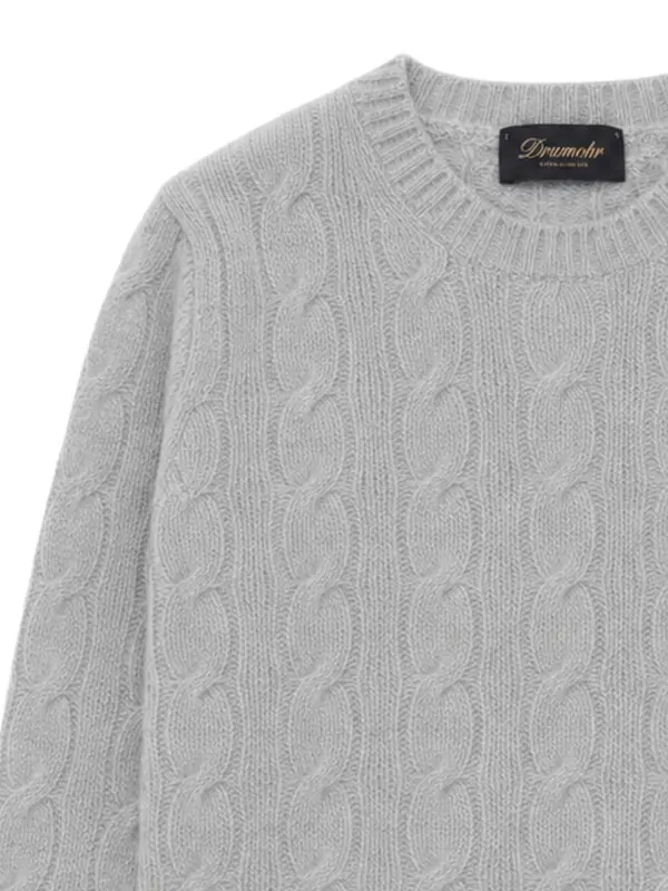 DRUMOHR Crew Neck Cable Knit Wool Sweater