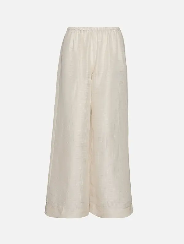 ST. AGNI Woven Check Relaxed Pants - Beige
