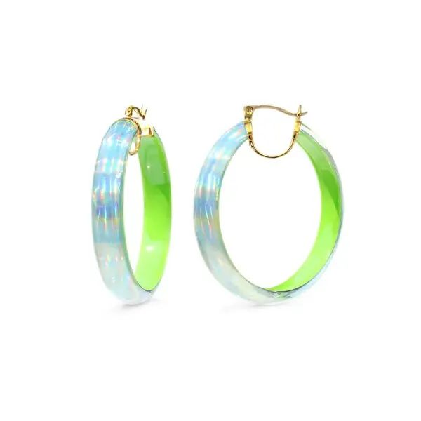 GOLD & HONEY Large Lucite Iridescent Hoops