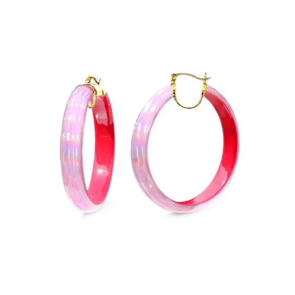 GOLD & HONEY Large Lucite Iridescent Hoops & Purple