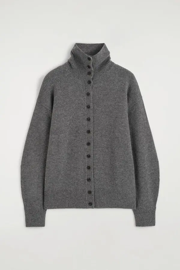 Cos Sculpted Cashmere Mock-neck Cardigan