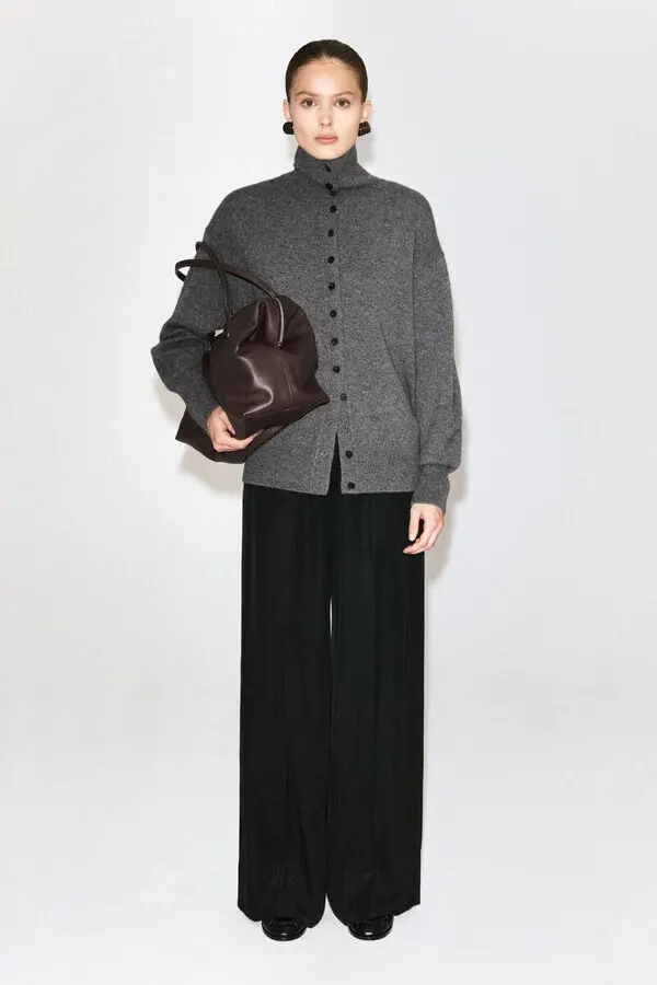 Cos Sculpted Cashmere Mock-neck Cardigan