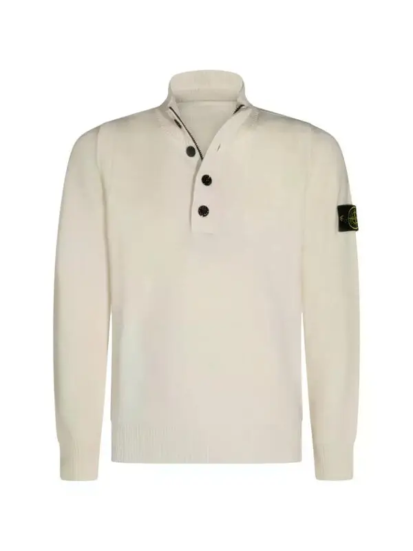 Stone Island Lambswool Regular-fit Half-zip Jumper With Button Placket