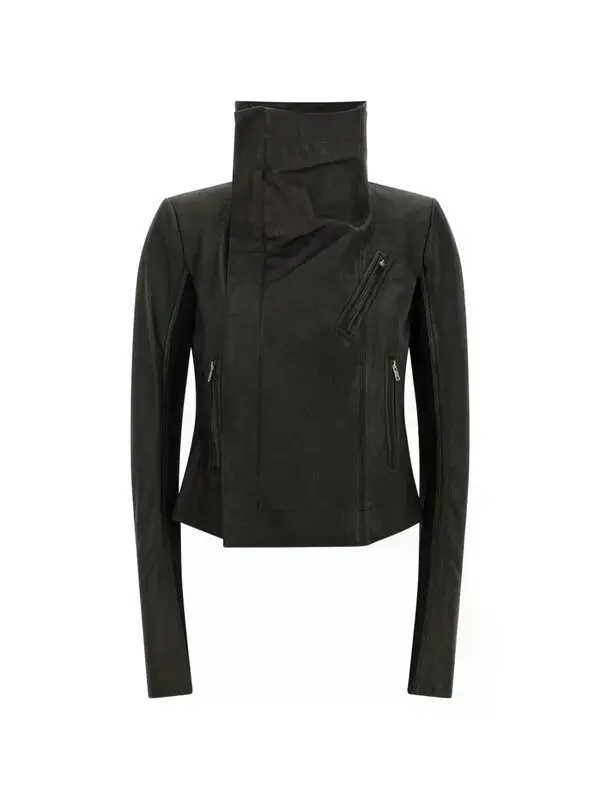 Rick Owens Classic Biker In Naked Lamb - Black