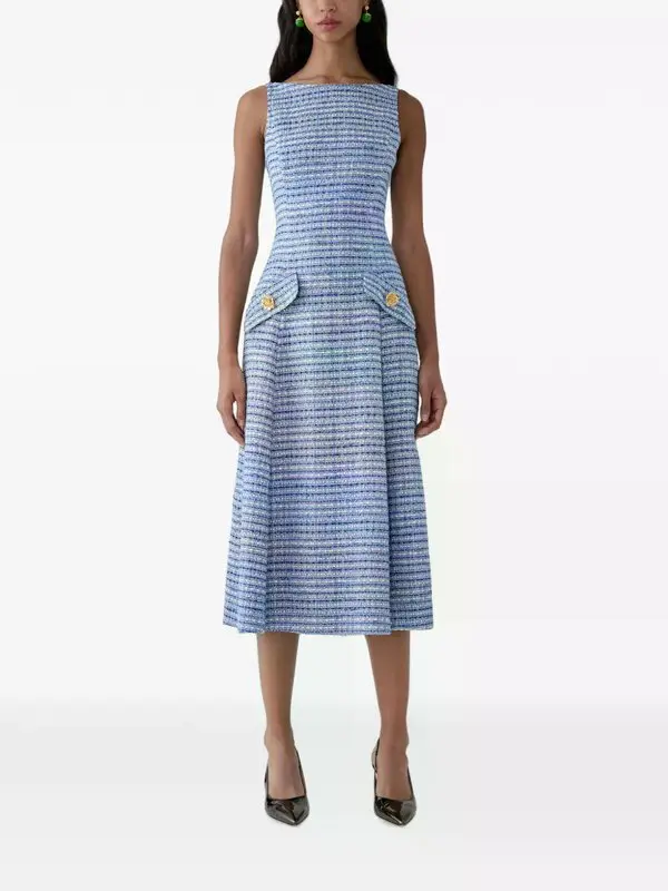Carolina Herrera Tweed Effect Button-detail A-line Midi Dress