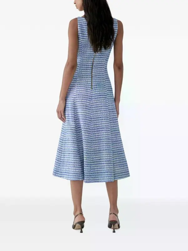 Carolina Herrera Tweed Effect Button-detail A-line Midi Dress