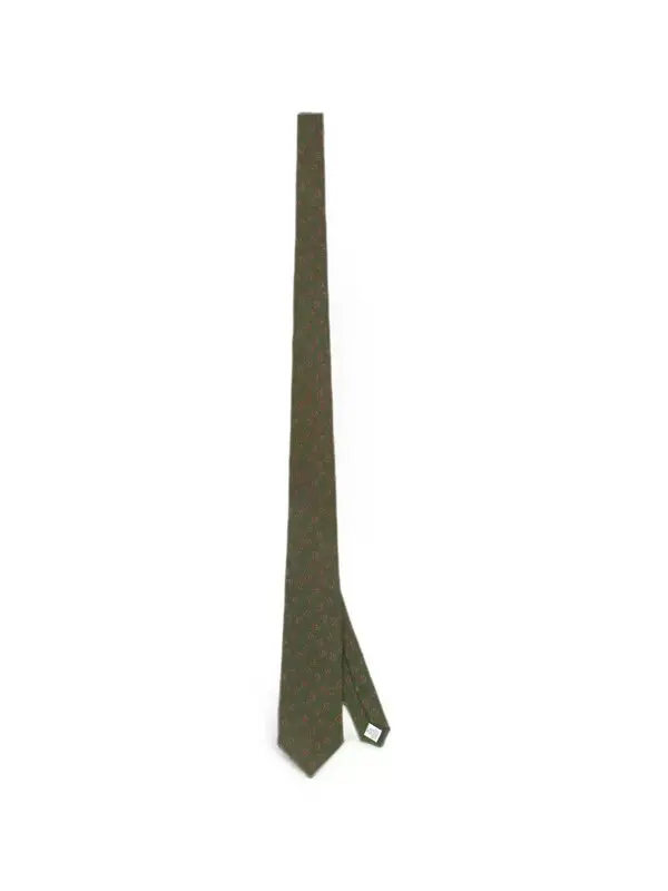 LES DEUX Silk Logo Print Neck Tie - Green
