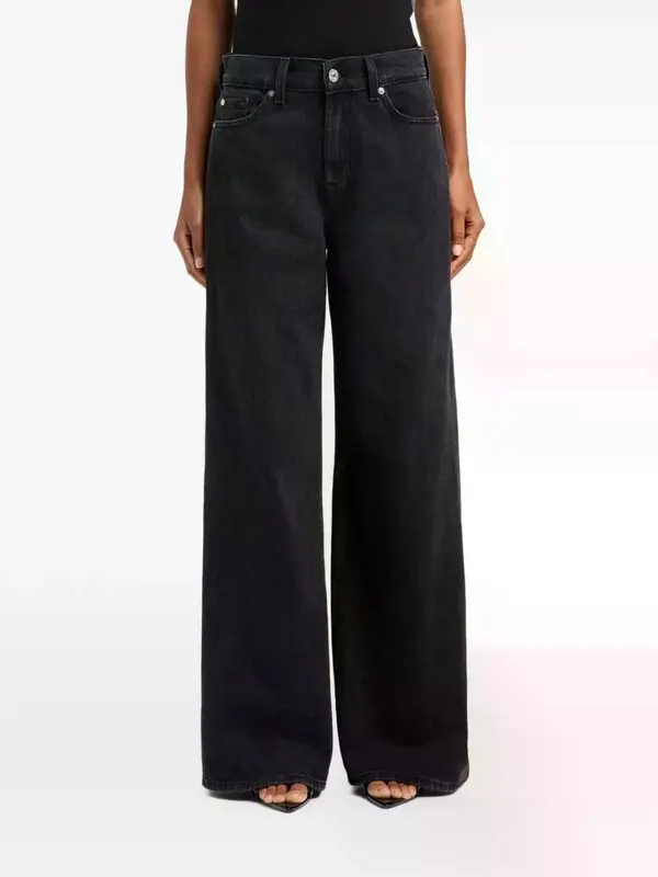 7 For All Mankind Lotta Wide-leg Jeans - Black