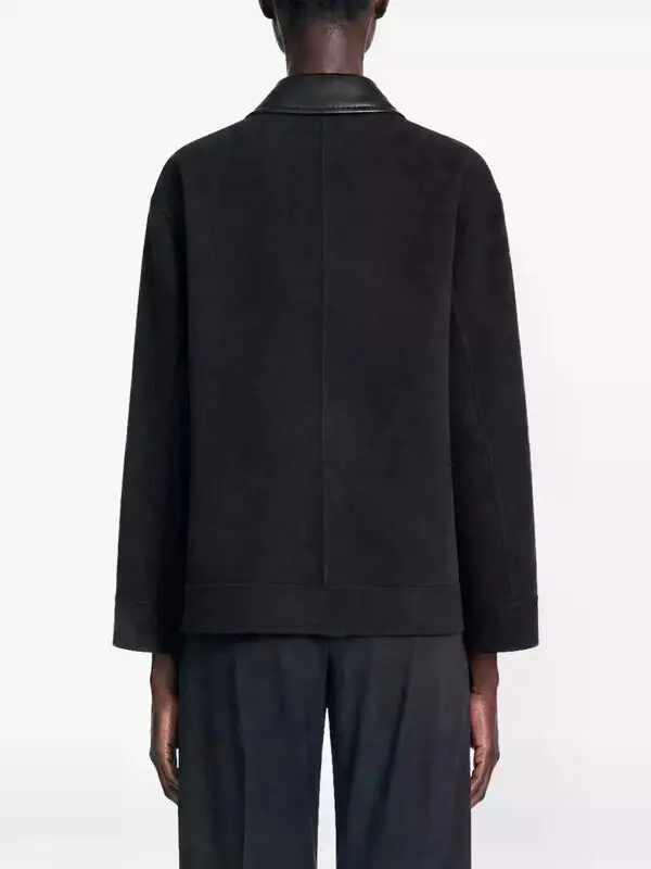Max Mara Leather Trim Zip-up Jacket