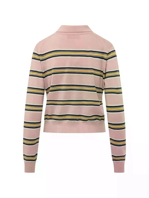 Fiorucci Angels-patch Striped Polo-collar Sweater