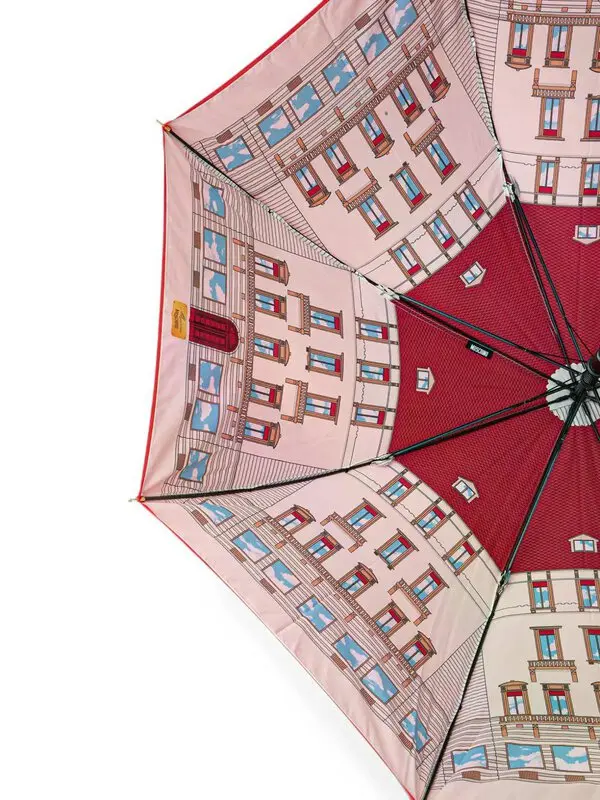 Moschino Building-print Curved-handle Umbrella