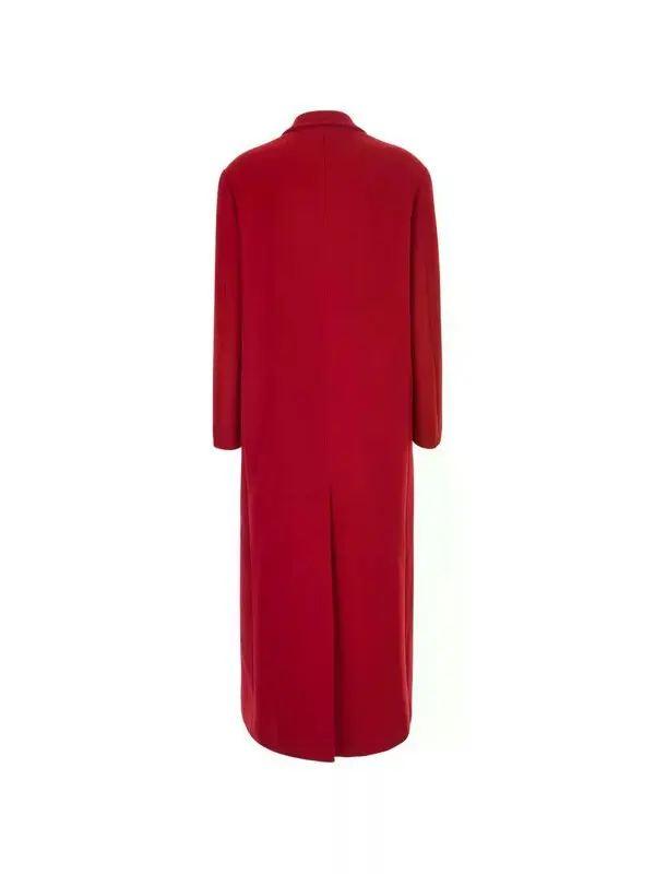 Pinko Long Double-breasted Coat In Wool Blend - Red