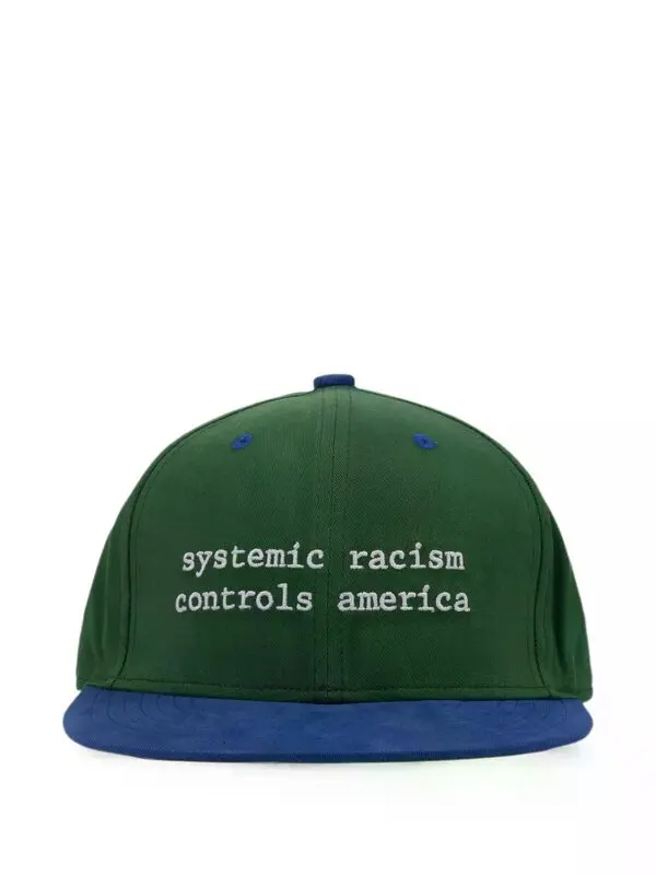DENIM TEARS Embroidered Slogan Trucker Hat - Green