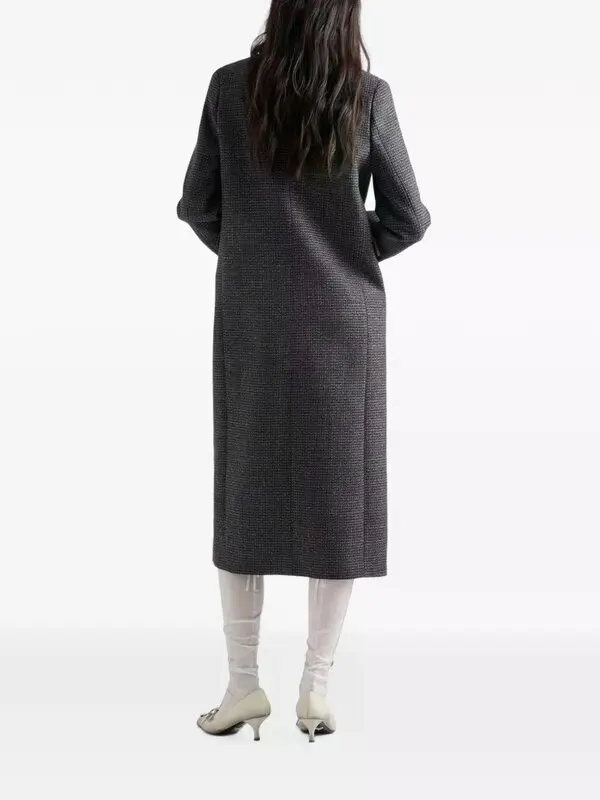 Prada Double-breasted Gingham Checked Wool Coat