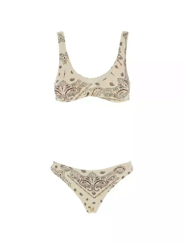 VENUJA Paisley-print Crystal-embellished Bikini - Neutrals