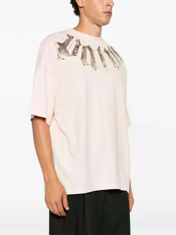 Palm Angels Big Neck Logo Printed T-shirt - Pink