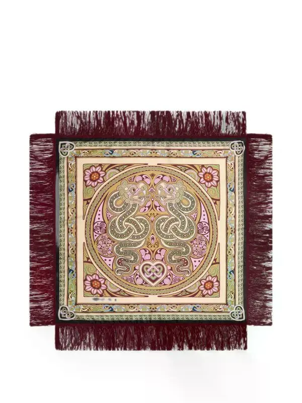 La DoubleJ Kells Placée Light In Silk Twill With Fringes Scarf