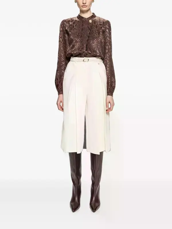 NISSA Leopard-print High-neck Long-sleeve Top