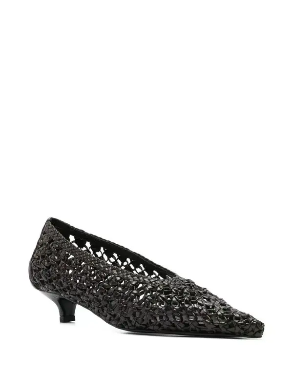 TOTEME Woven Pointed-toe Leather Pumps