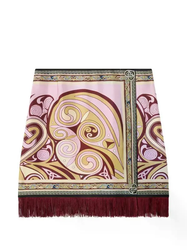 La DoubleJ Mini Foulard Skirt With Fringes