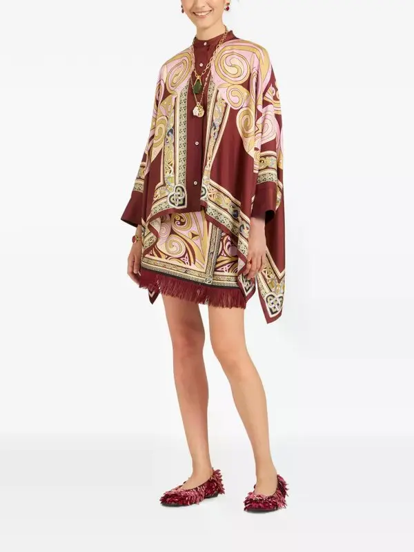 La DoubleJ Mini Foulard Skirt With Fringes