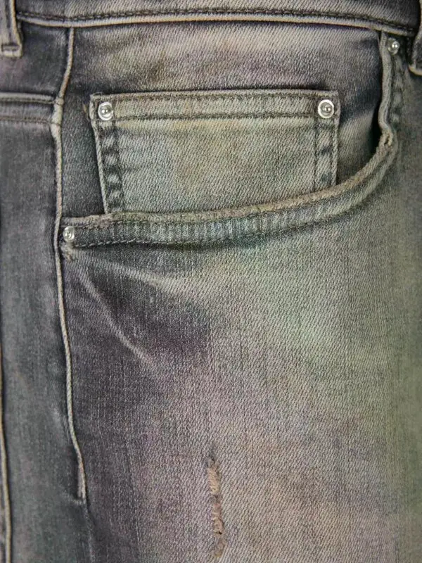 Amiri Distressed Checked-panel Jeans